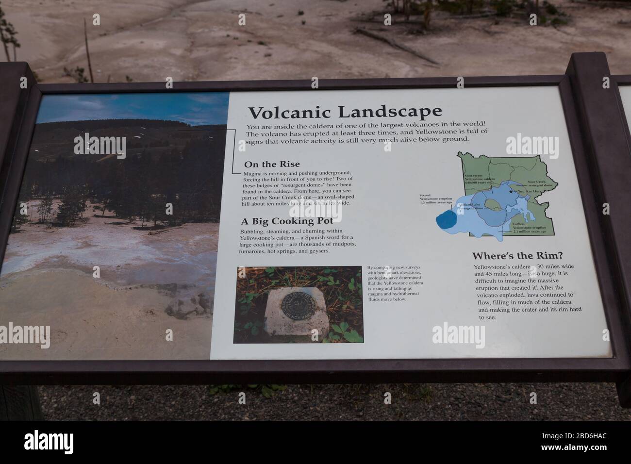 YELLOWSTONE NATIONAL PARK, USA - July 12 2014: An informational sign ...