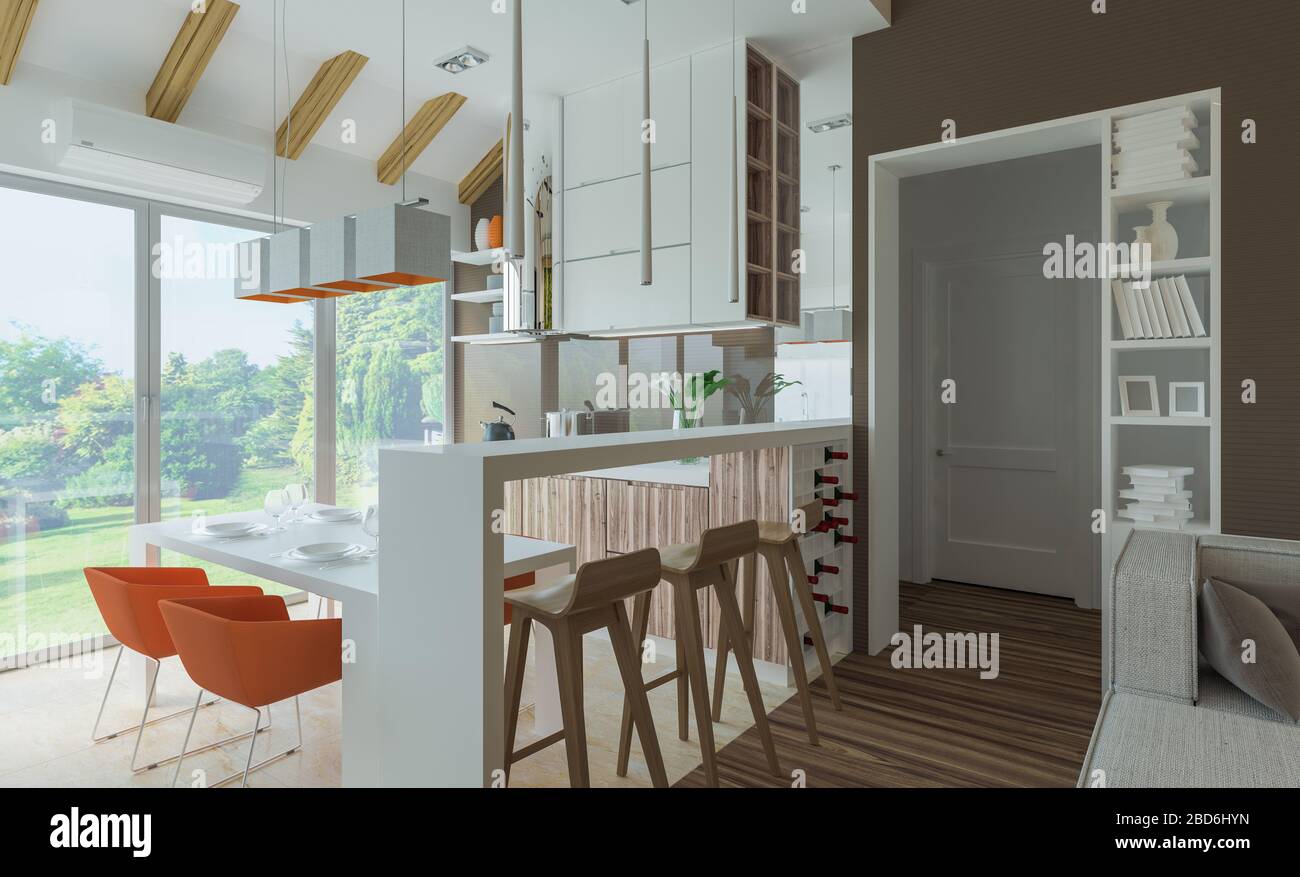 stylish modern interior of the house Stock Photo - Alamy