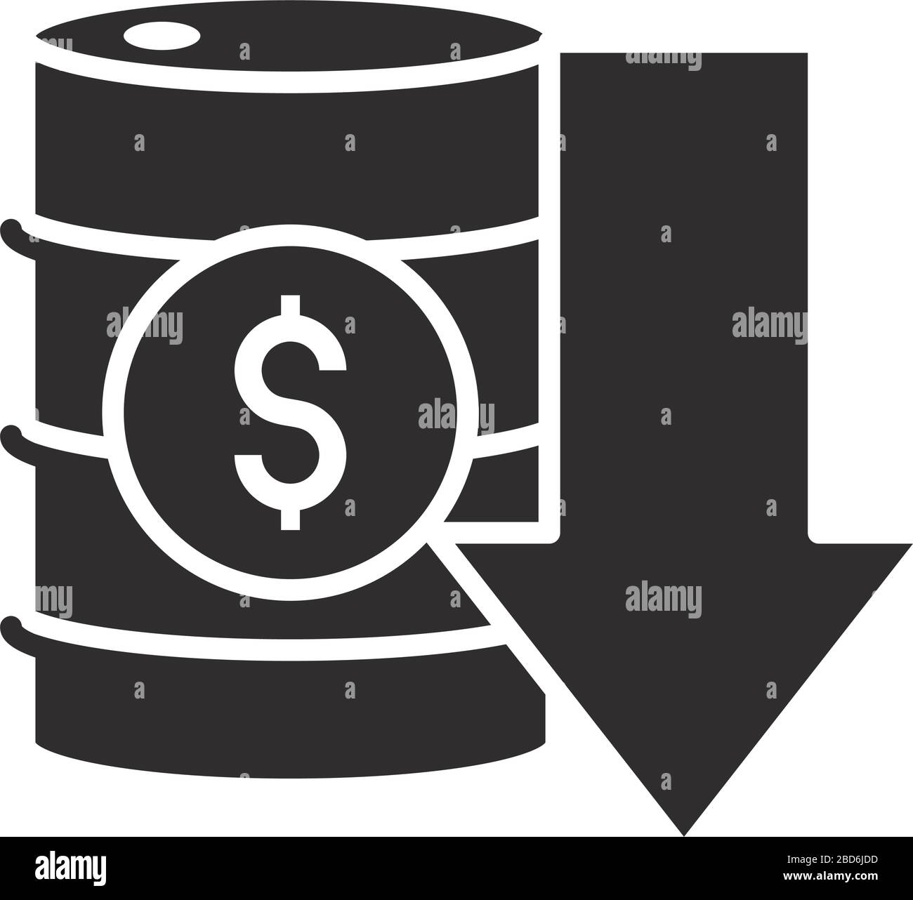 barrel money down business crisis economy, oil price crash vector ...