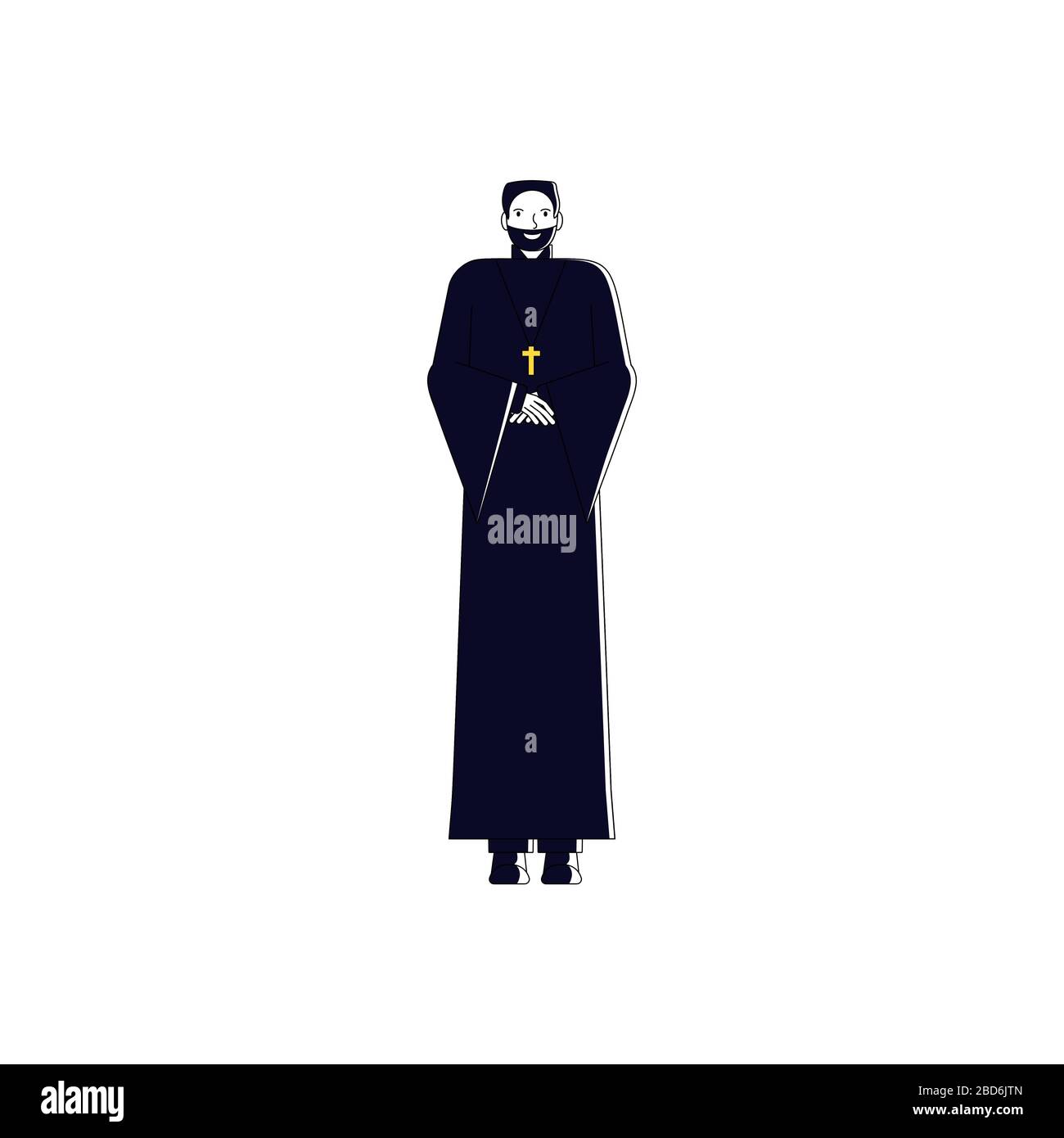 Christian priest in mantle. Isolated on white background. Flat style ...