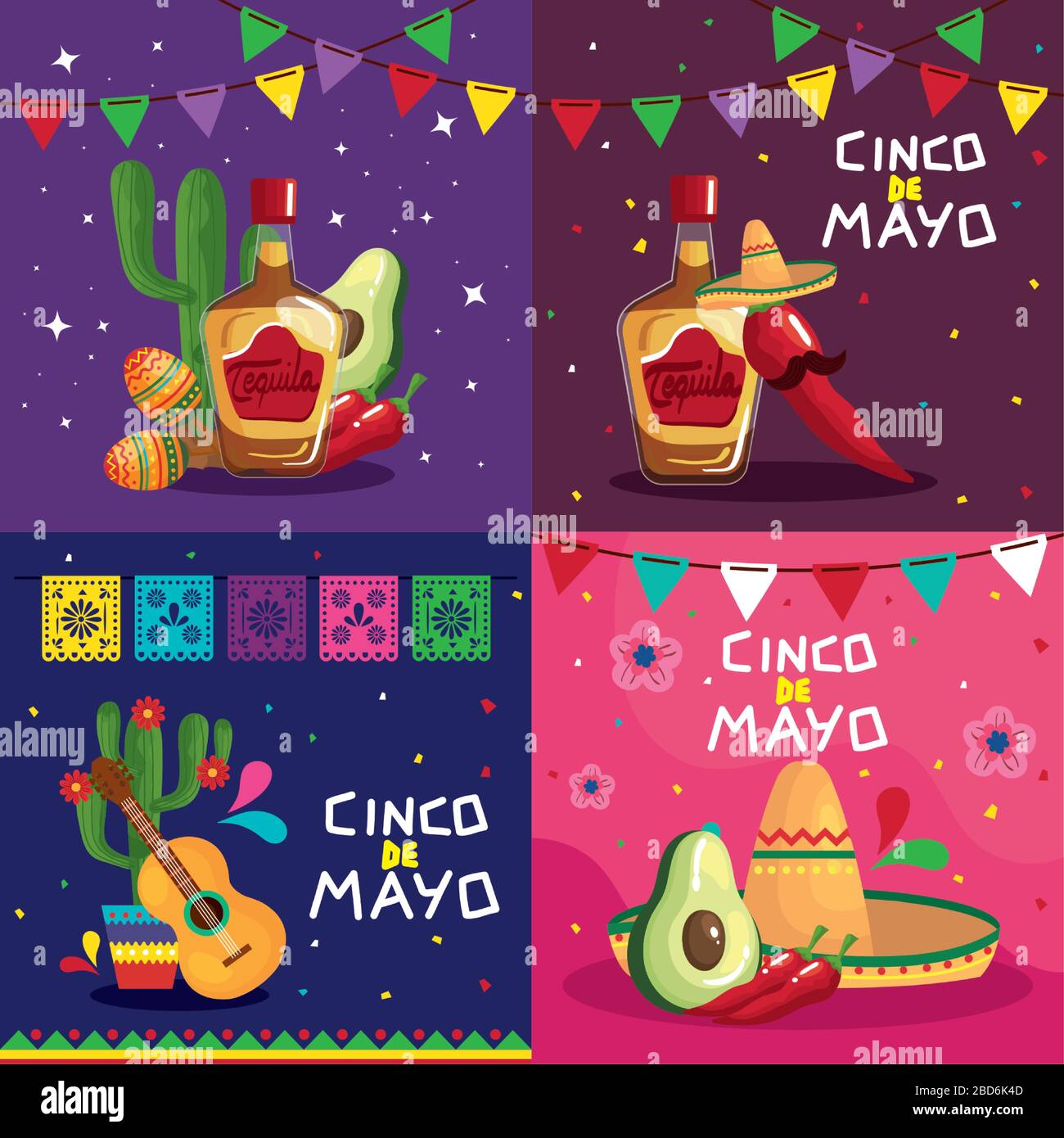 Mexican icon set of Cinco de mayo vector design Stock Vector Image ...