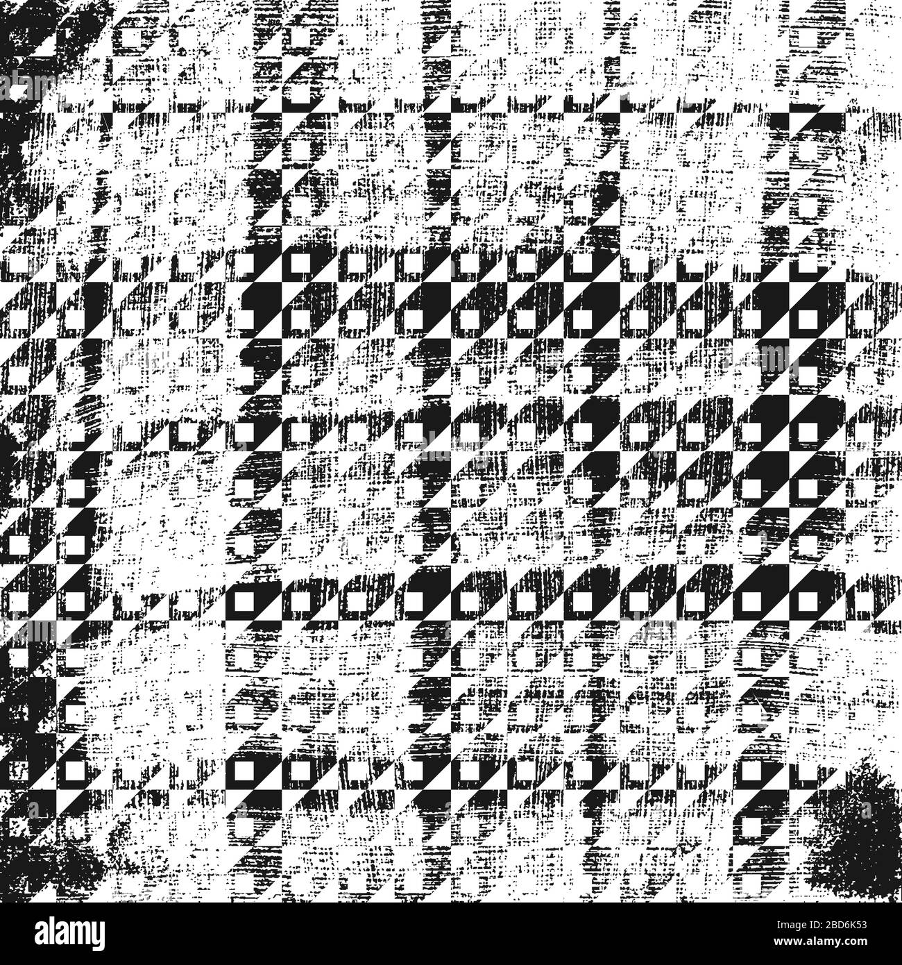 Grunge abstract pattern, isometric optical illusion. Square black and ...
