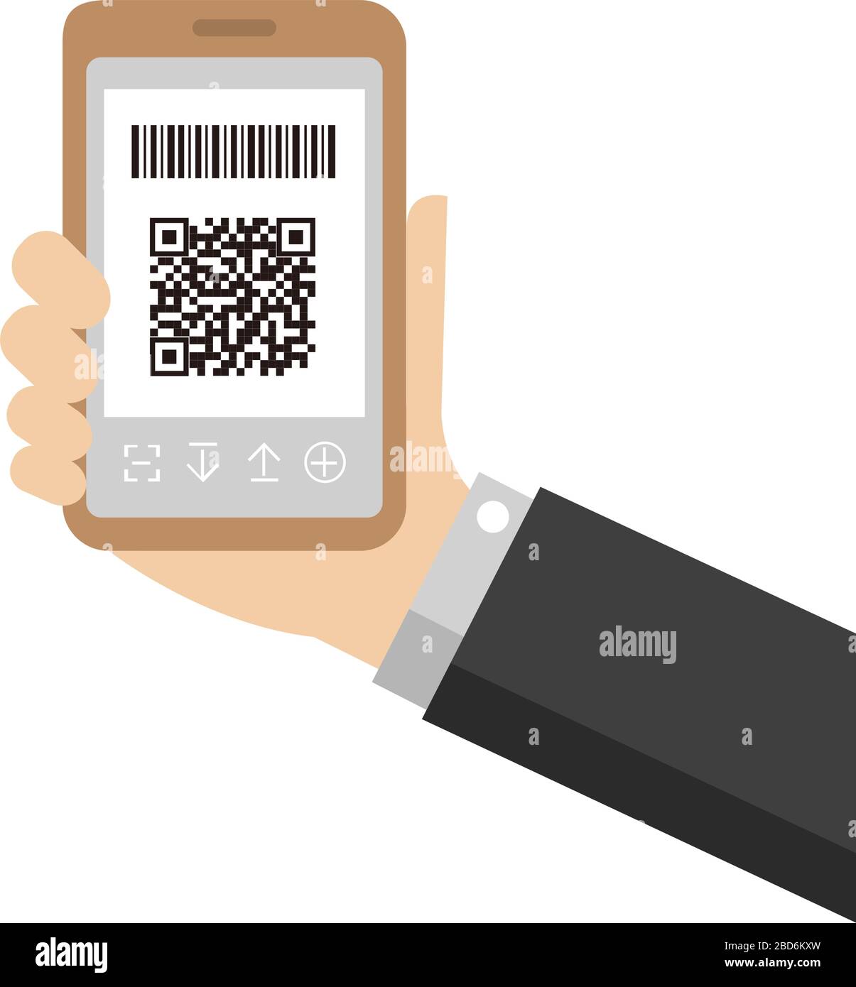 QR code payment, smartphone payment vector illustration (hand-held ...