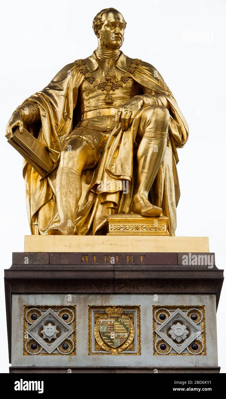 The Albert Memorial; a statue of Prince Albert, consort of Queen ...