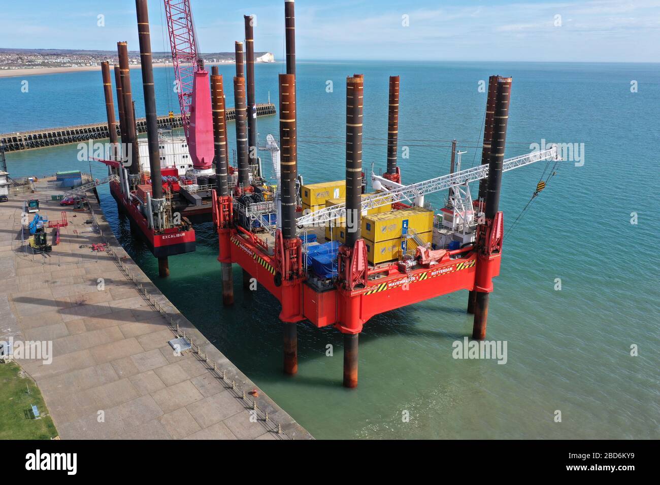 Fugro, jack up rig the excalibur at Newhaven port Stock Photo - Alamy