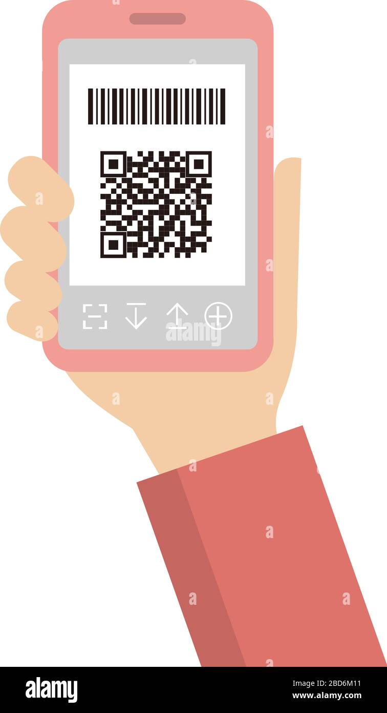 QR code payment, smartphone payment vector illustration (hand-held ...