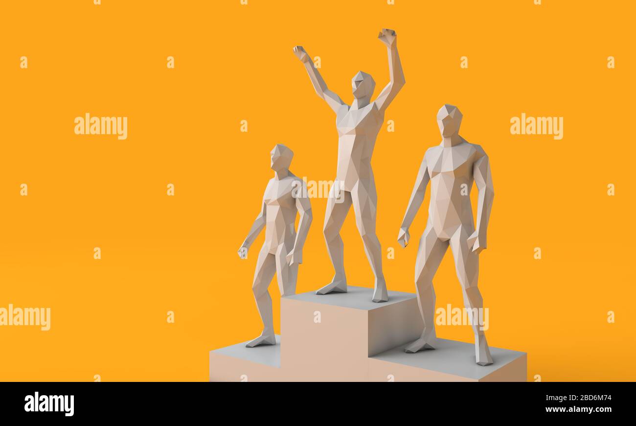 People celebrating success on a winners podium. 3D Rendering Stock ...