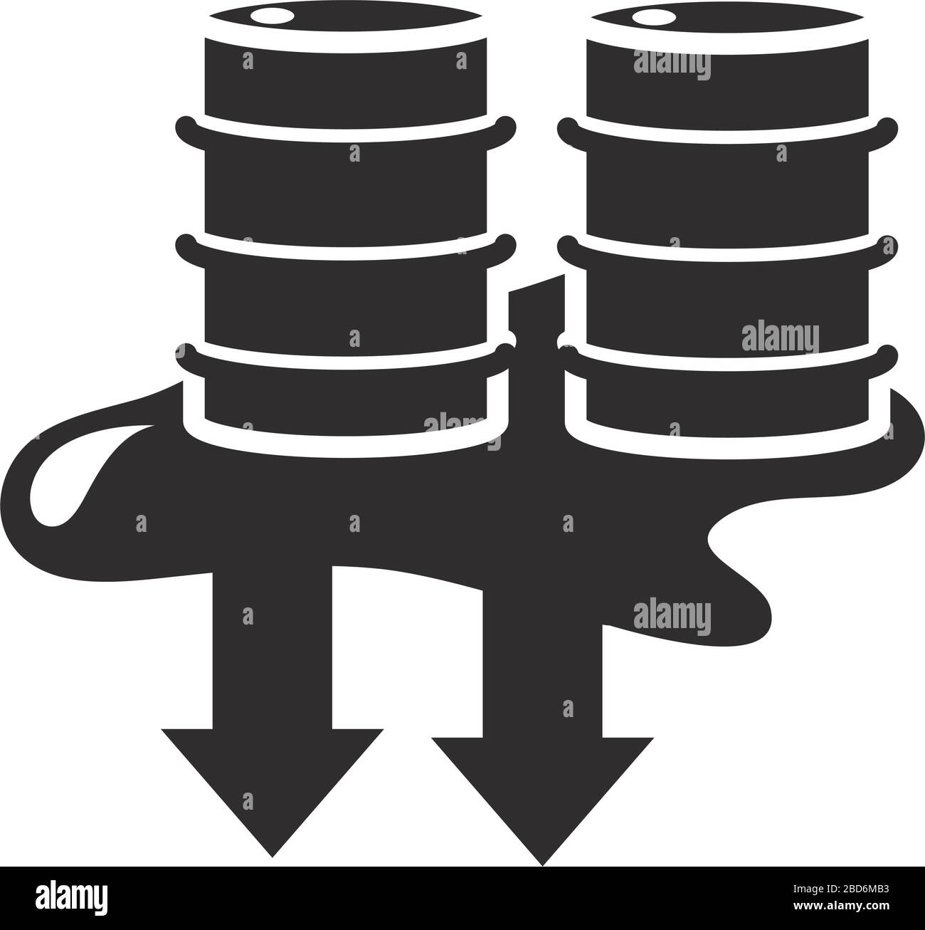 spilled barrels down arrow trade crisis economy, oil price crash vector ...