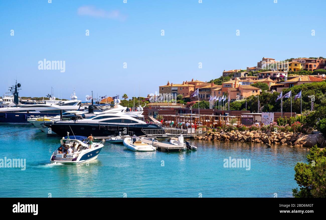 Porto Cervo, Sardinia / Italy - 2019/07/20: Panoramic view of luxury ...