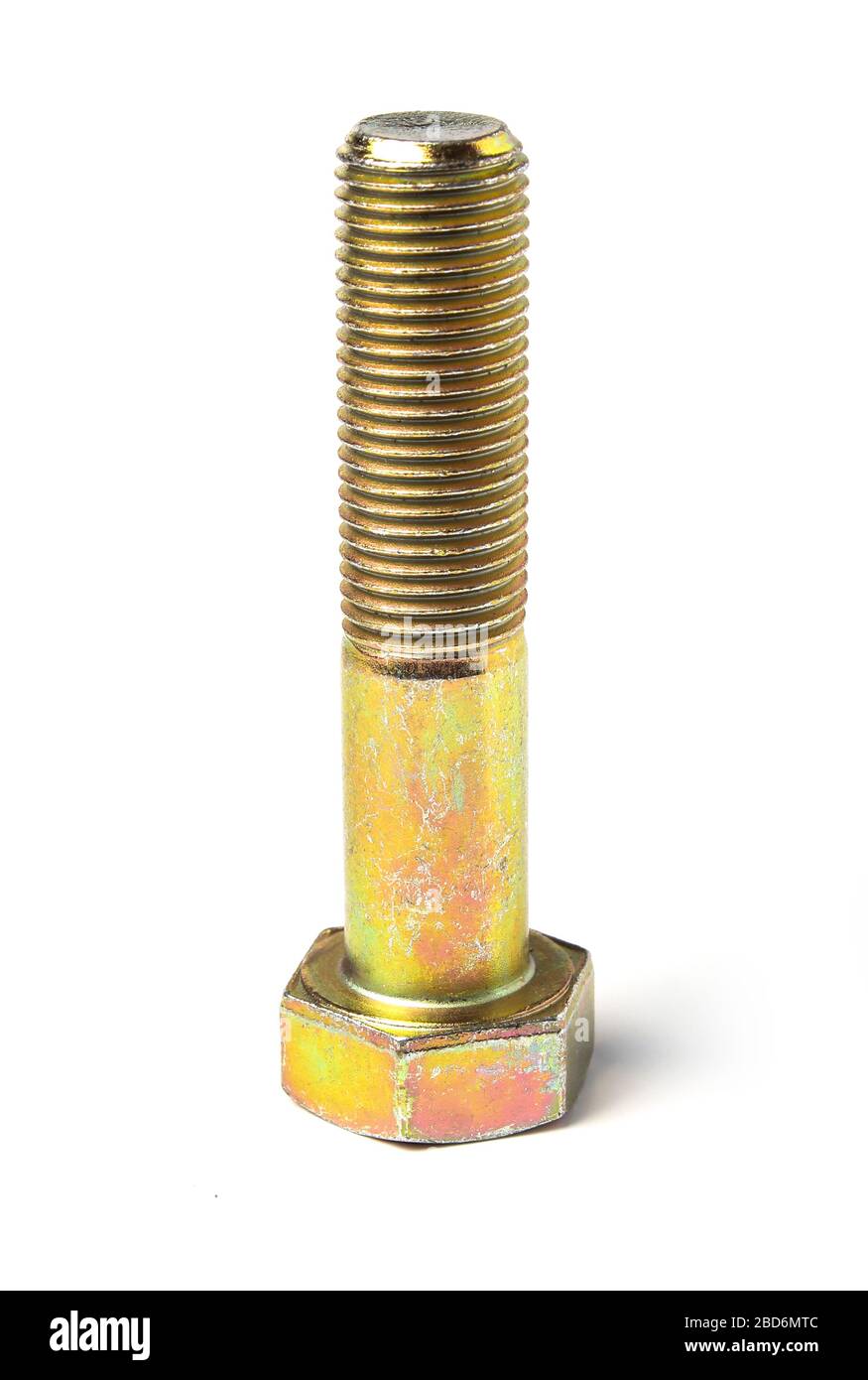 Metal bolt with metric thread close up isolated on white Stock Photo ...
