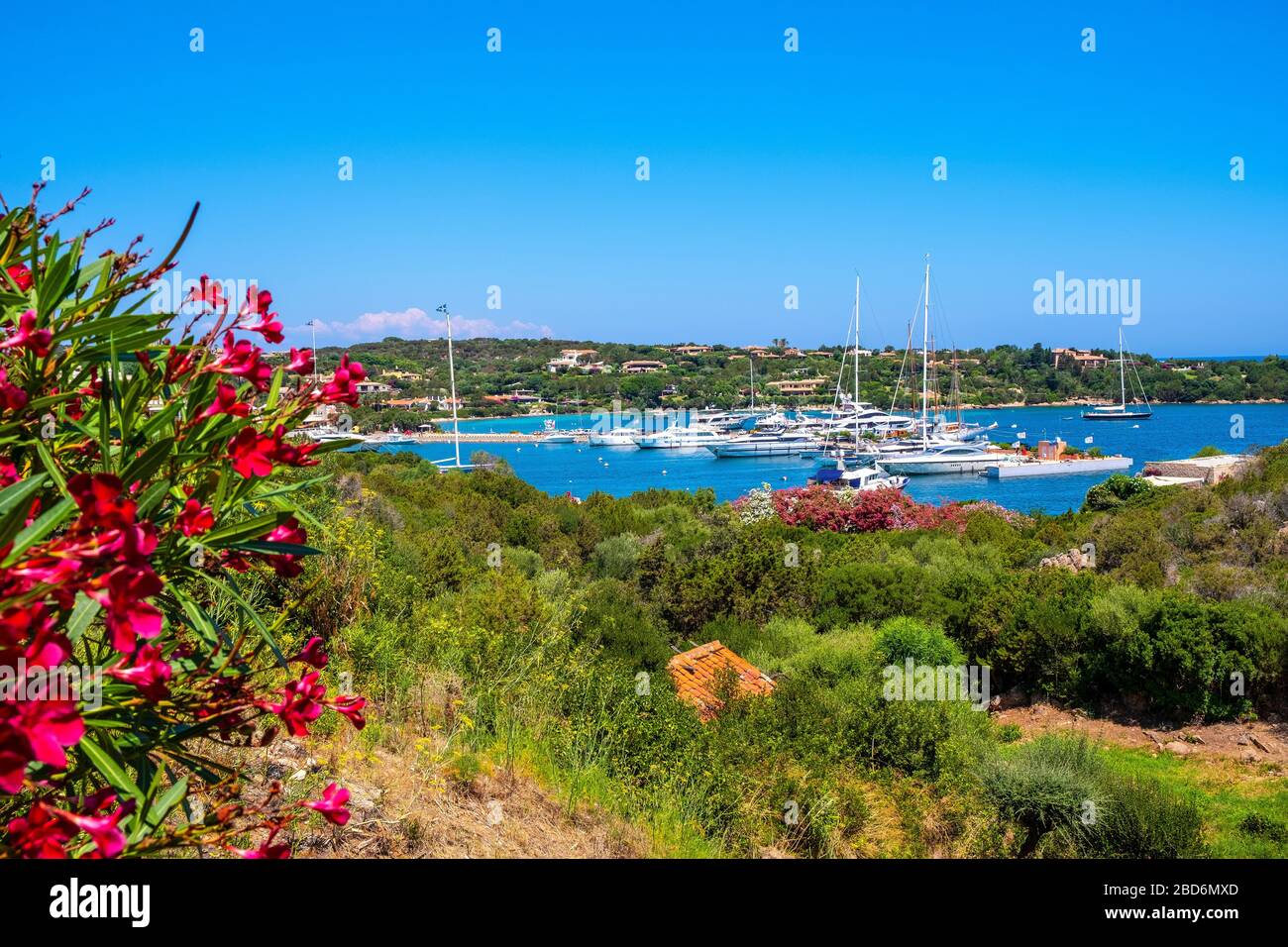 Porto Cervo, Sardinia / Italy - 2019/07/20: Panoramic view of luxury ...