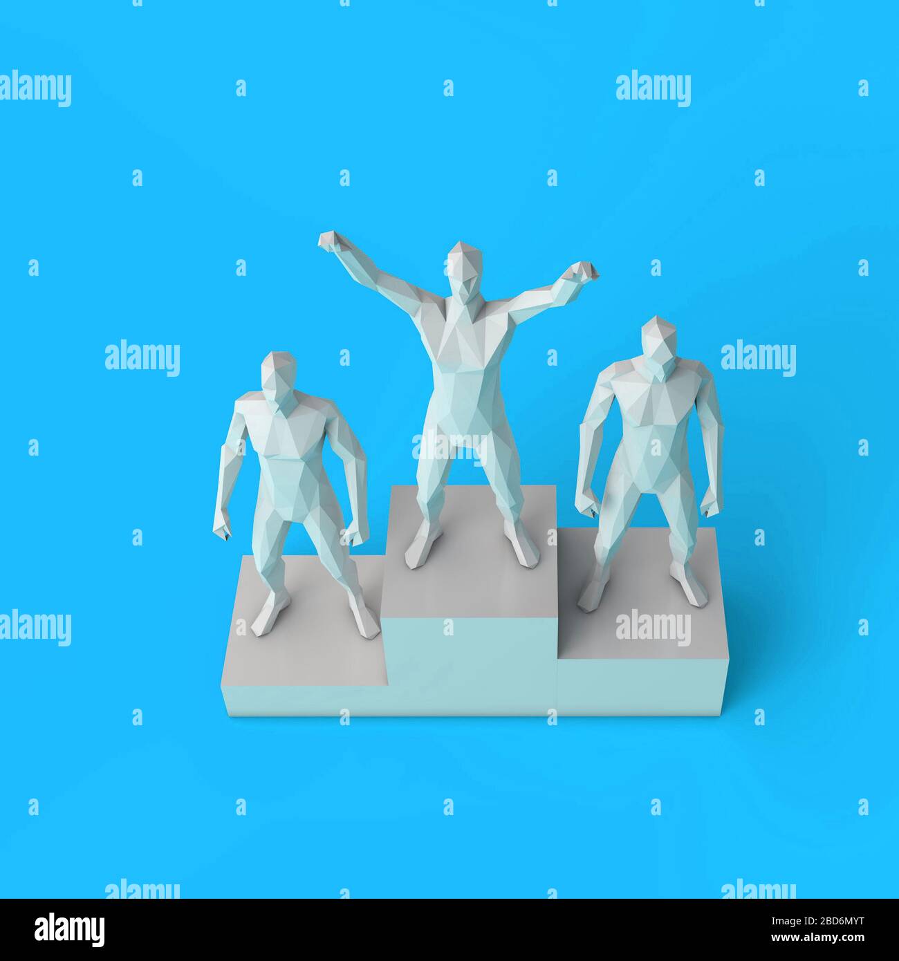 People celebrating success on a winners podium. 3D Rendering Stock ...
