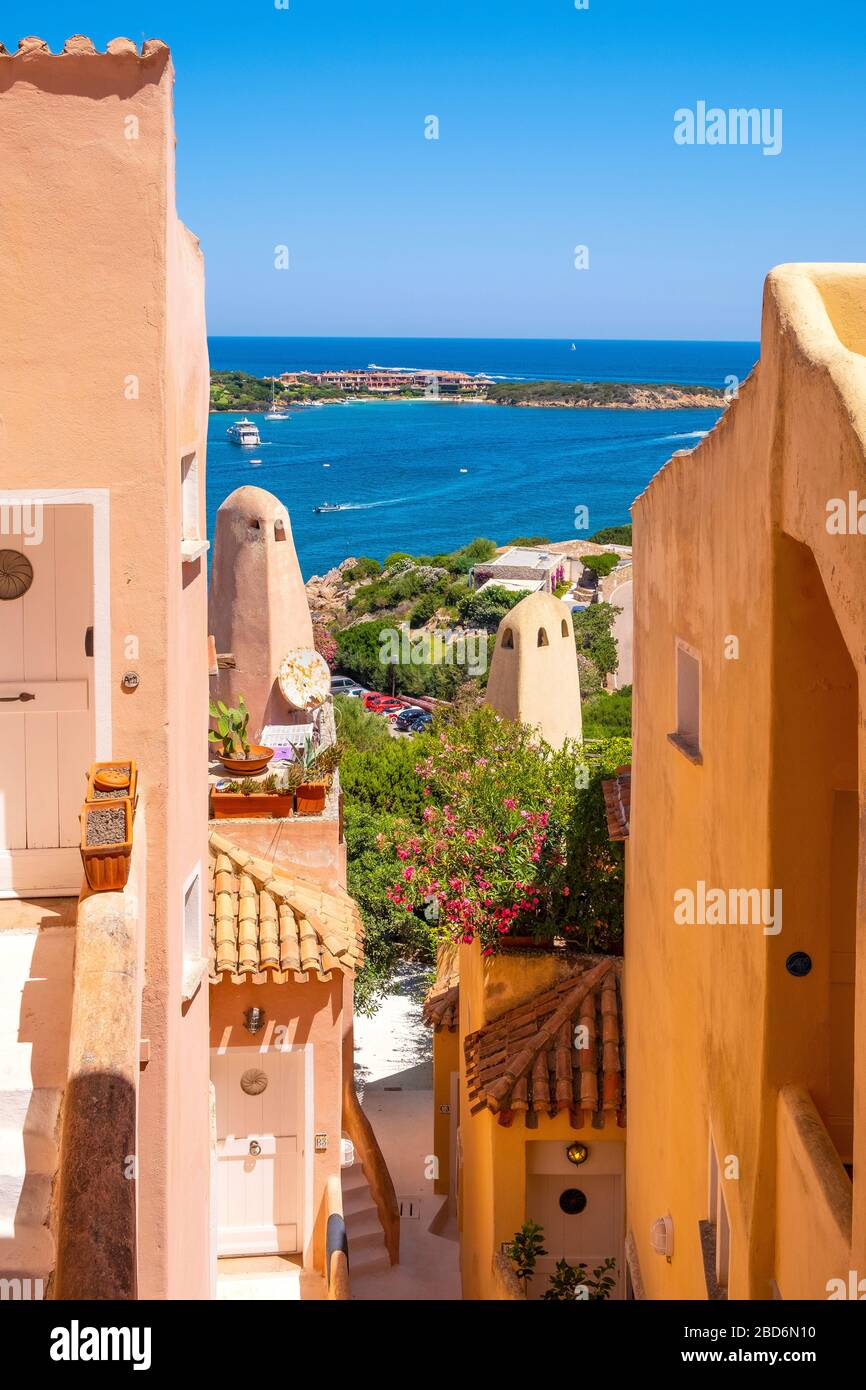 Porto Cervo, Sardinia / Italy - 2019/07/20: Picturesque view of luxury ...