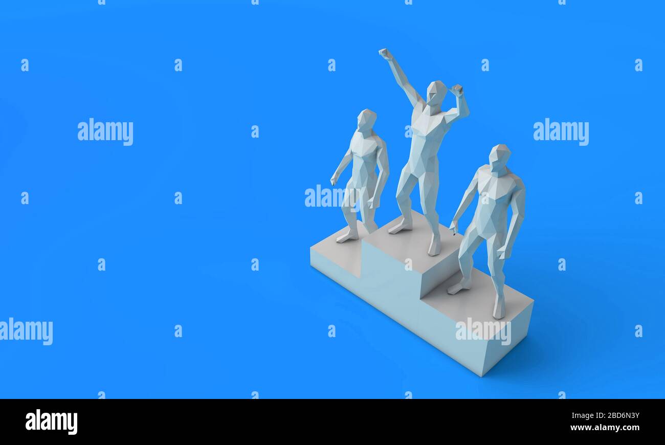 People celebrating success on a winners podium. 3D Rendering Stock ...