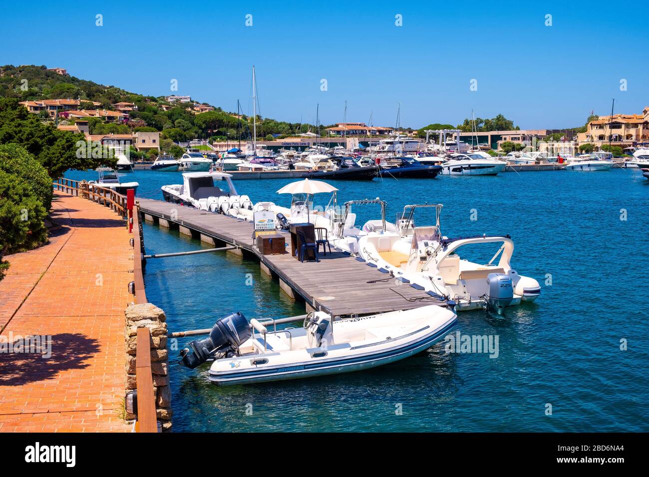 Porto Cervo, Sardinia / Italy - 2019/07/20: Panoramic view of luxury ...