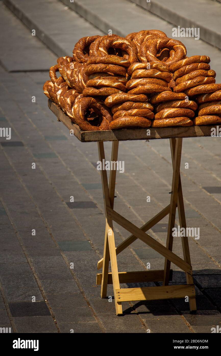 Turkish simits/bagels snack in the view Stock Photo - Alamy
