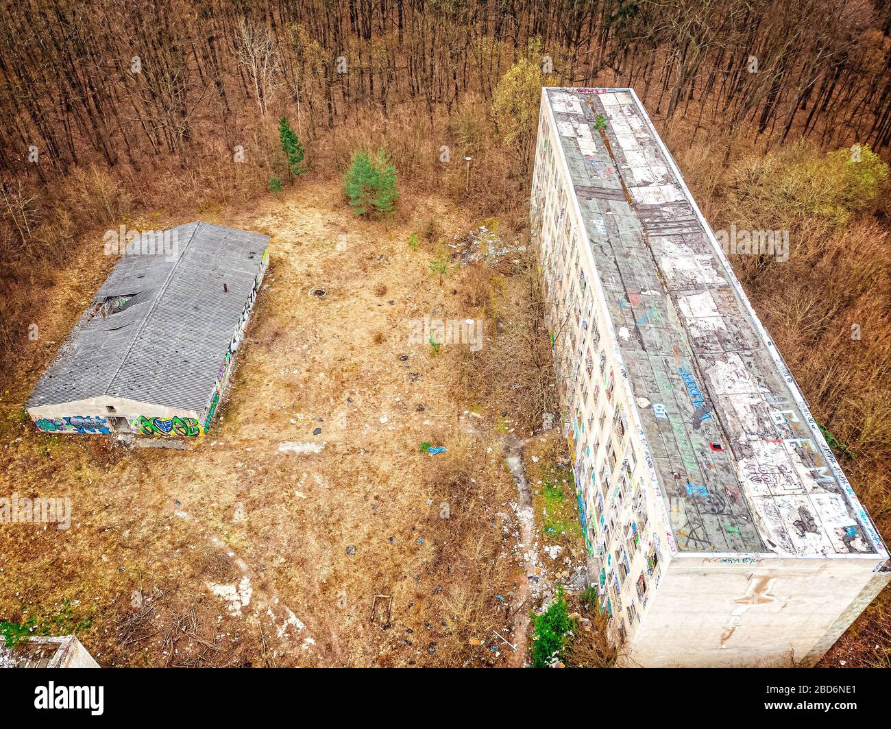 Abandoned Russian military barracks on the forest in Jena Thuringia ...