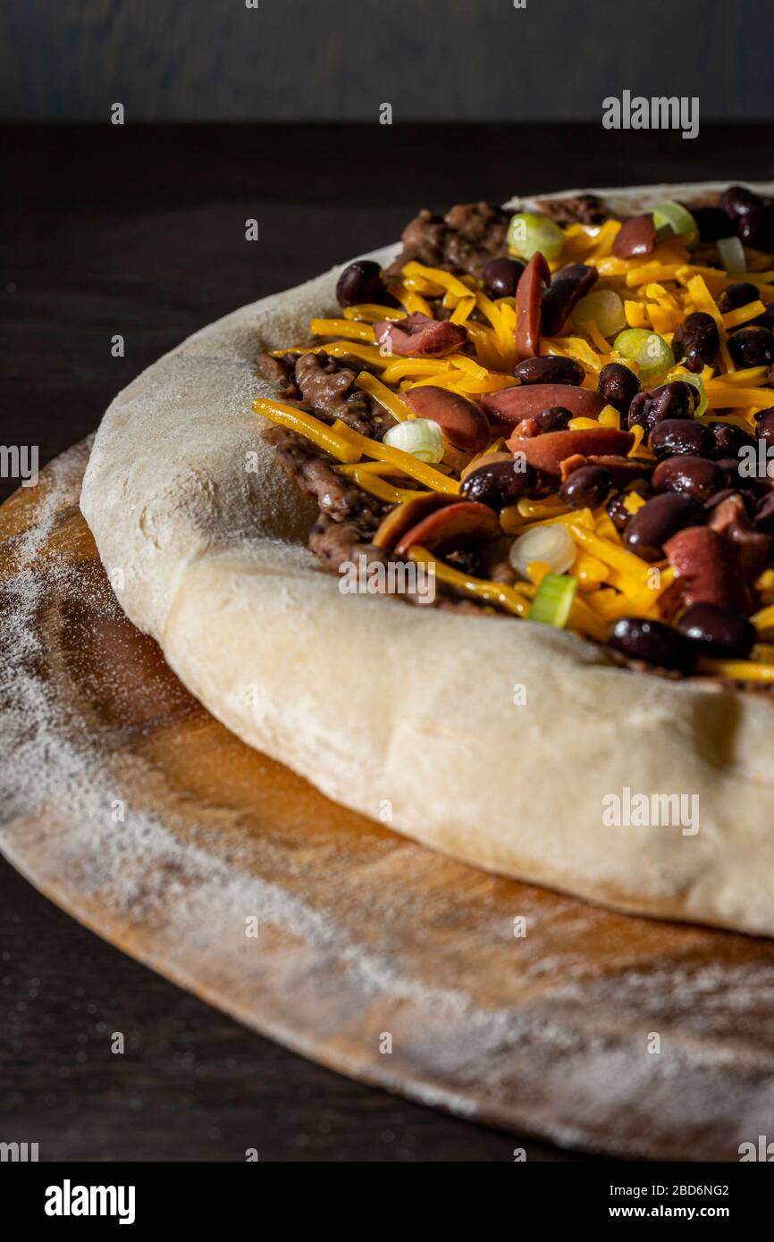 Taco pizza, bottom layer Stock Photo - Alamy