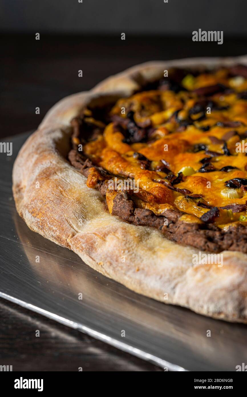Taco pizza, bottom layer Stock Photo - Alamy