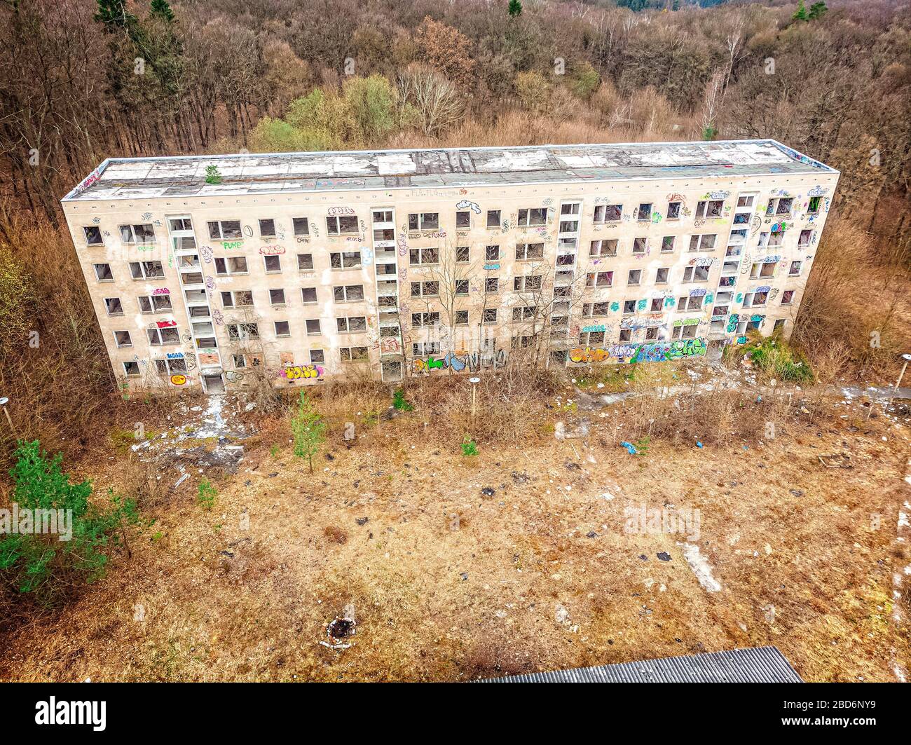 Abandoned Russian military barracks on the forest in Jena Thuringia ...