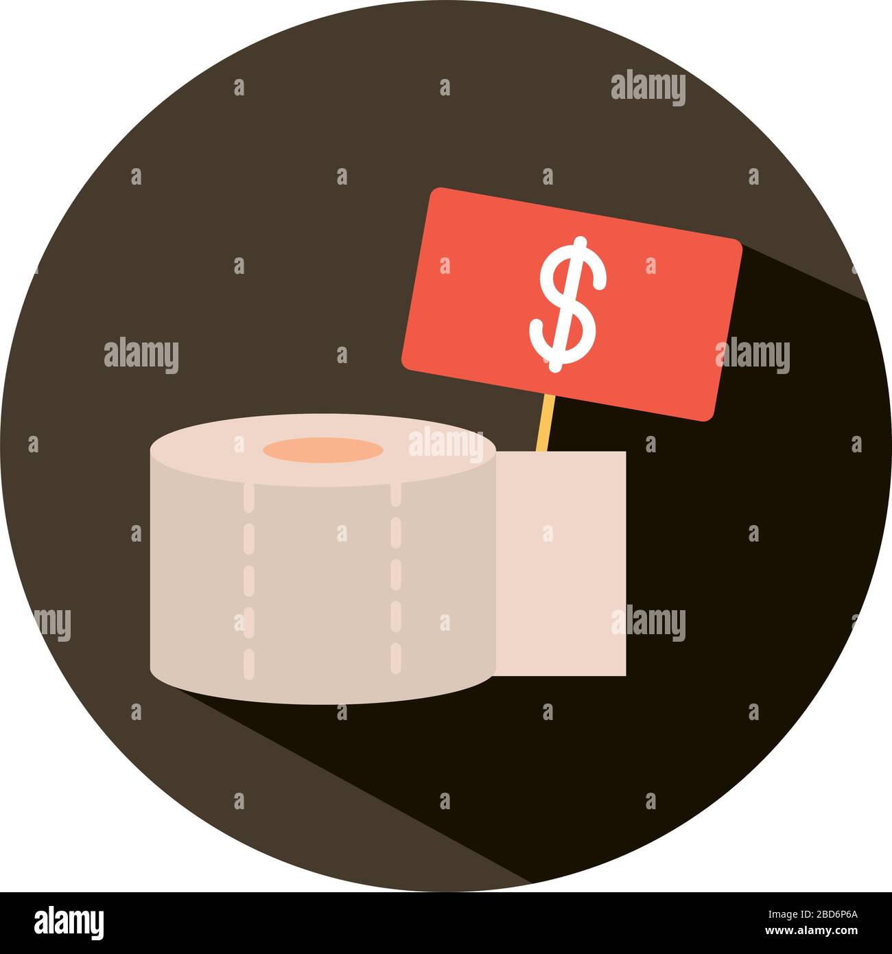 toilet paper tag market, rising food prices, block style icon vector ...