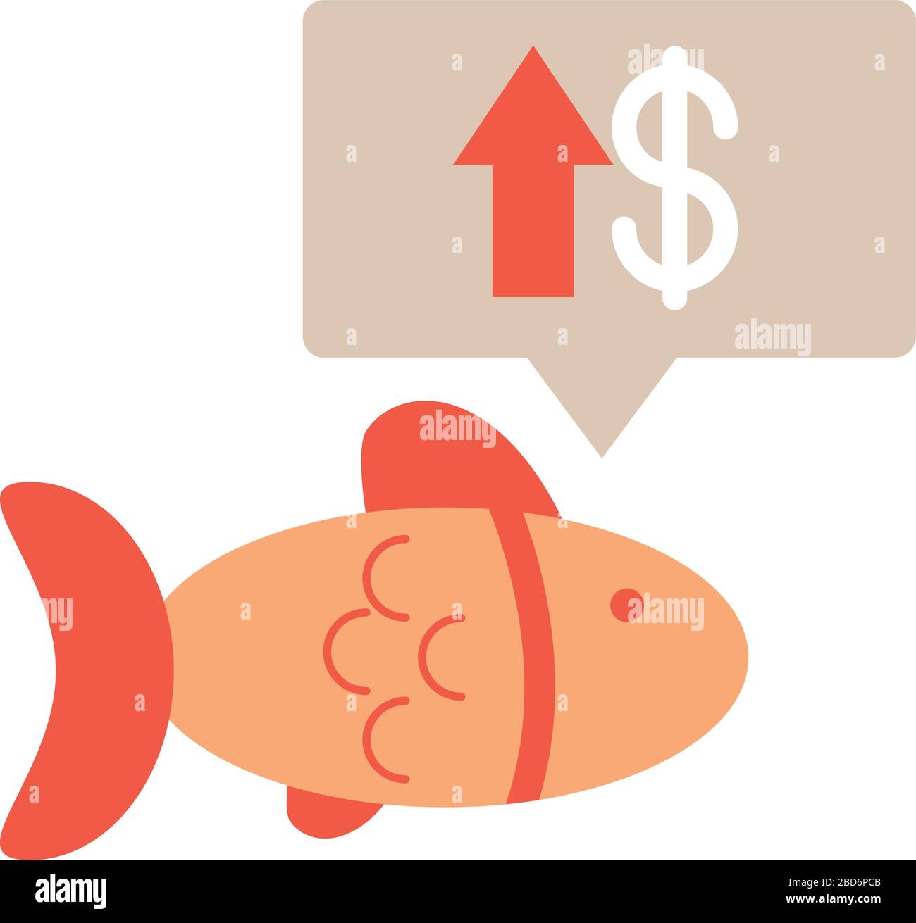 market seafood fish growth arrow, rising food prices, flat style icon ...