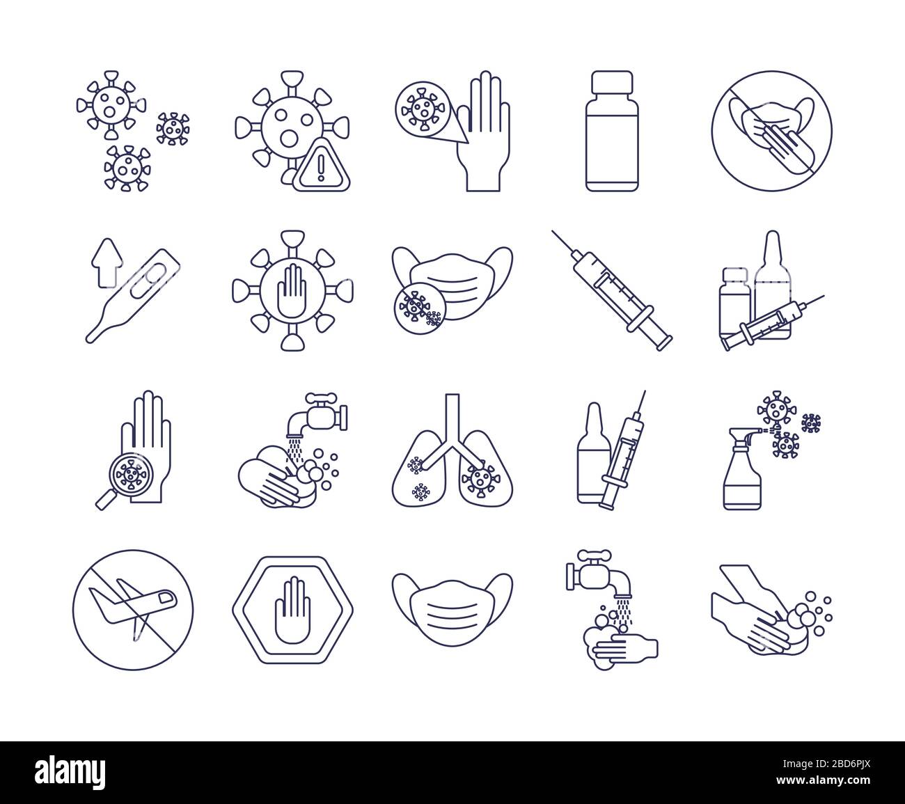 set of icons vaccination medical immunization, line style icon vector ...