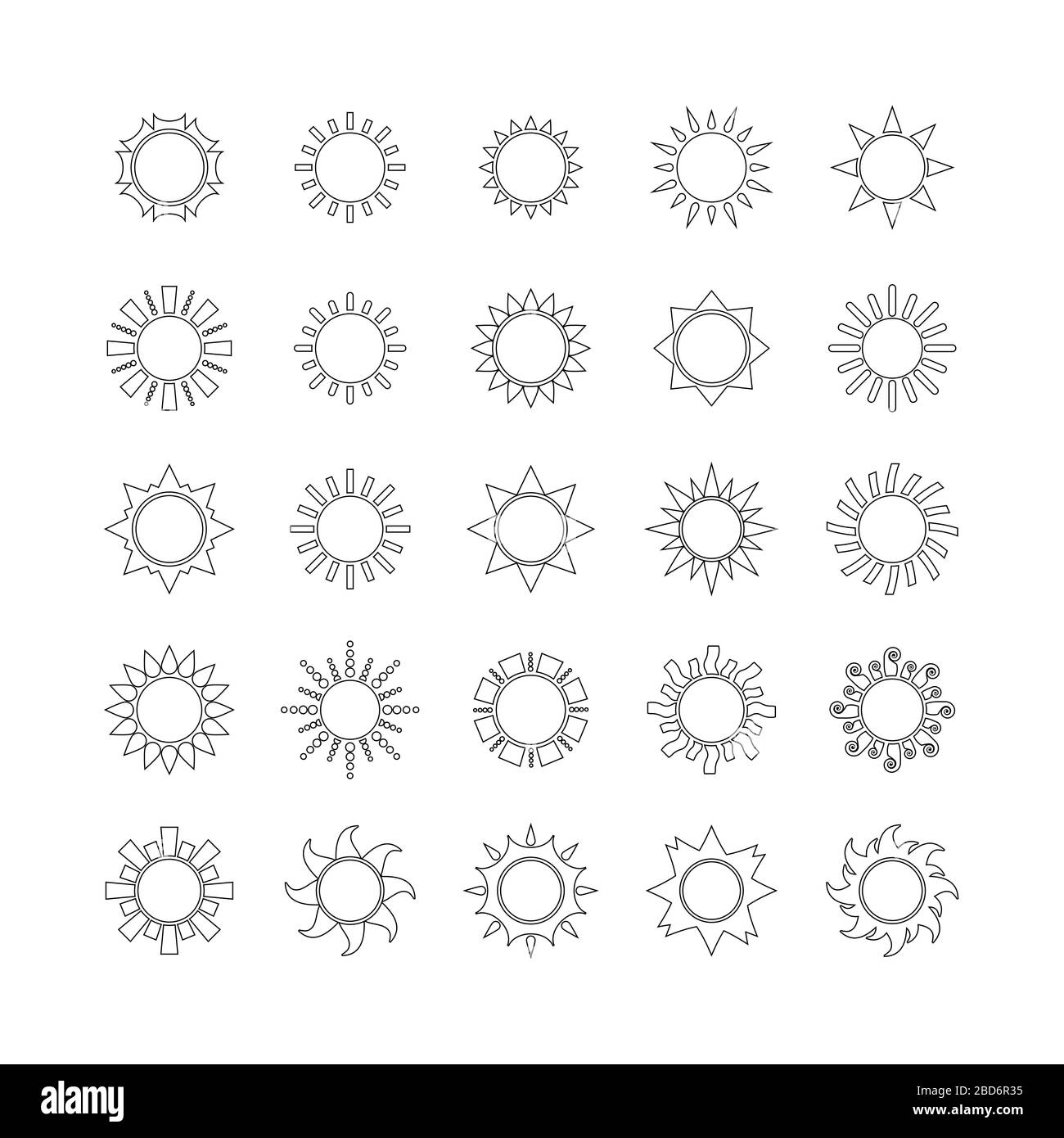 Sun icon set outline Stock Vector Image & Art - Alamy