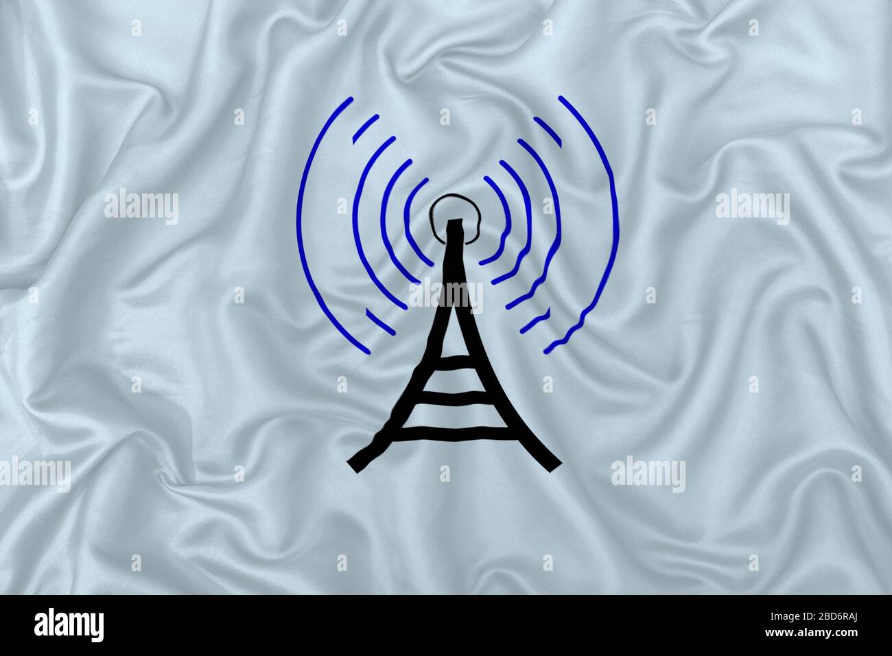 Radio Wireless Tower symbol on silk satin fabric texture Stock Photo ...