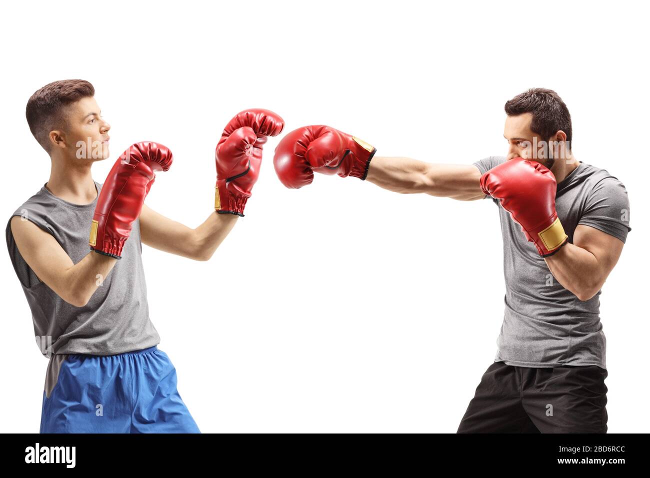 Men training box isolated on white background Stock Photo - Alamy
