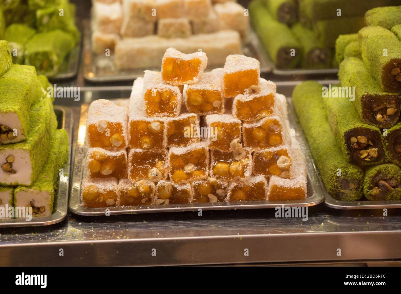 Load of traditional turkish delight rahat lokum Stock Photo - Alamy