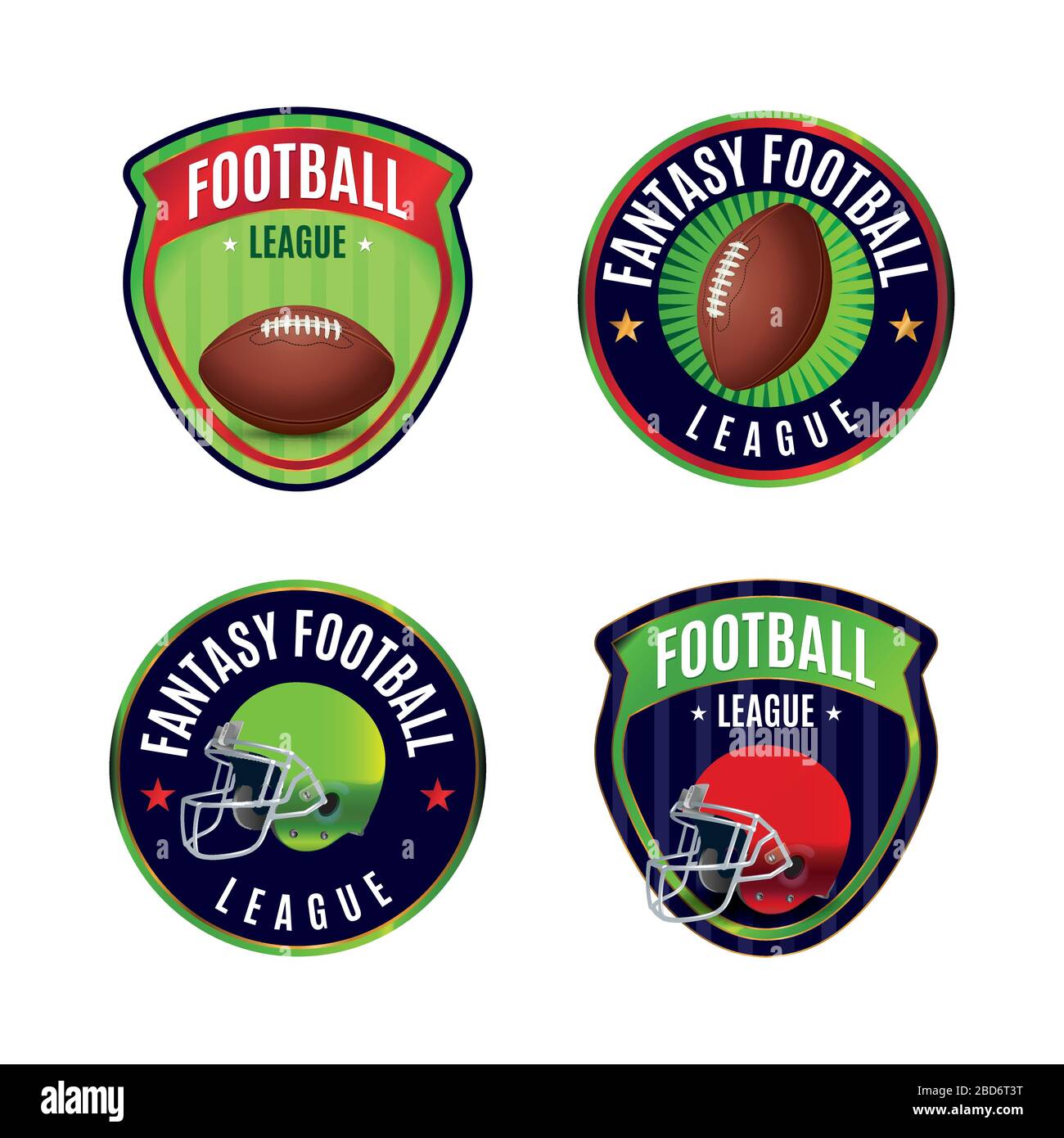 A set of four American fantasy football league badges and emblems ...