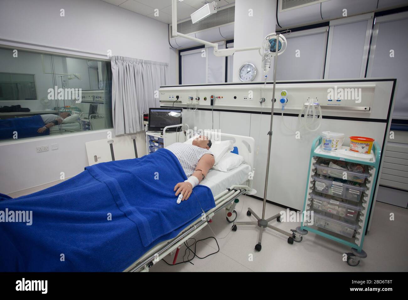 Dummy patient with testing equipment at a clinical skills training ...