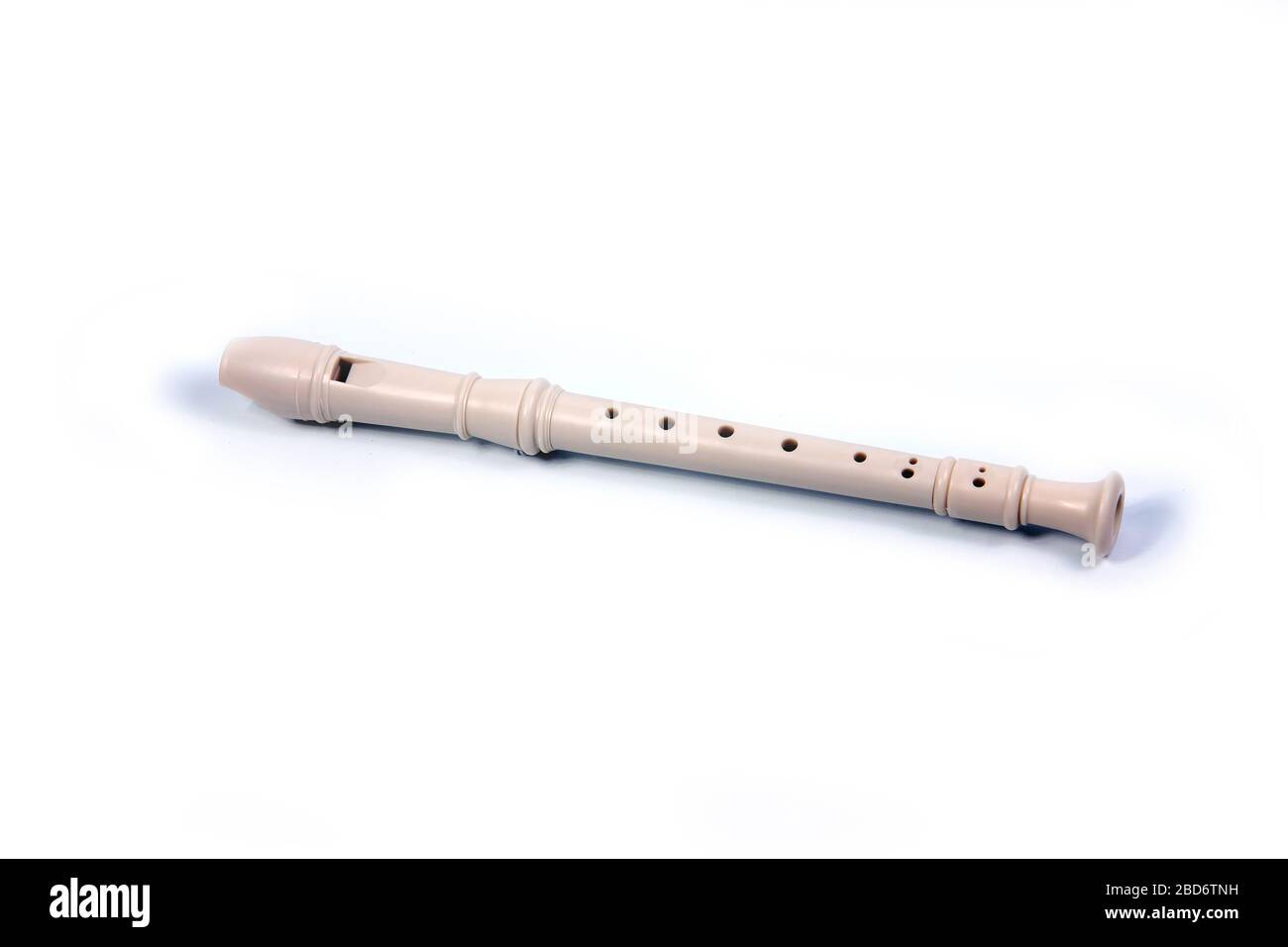recorder flute isolated on white background flat lay. Horizontal image ...