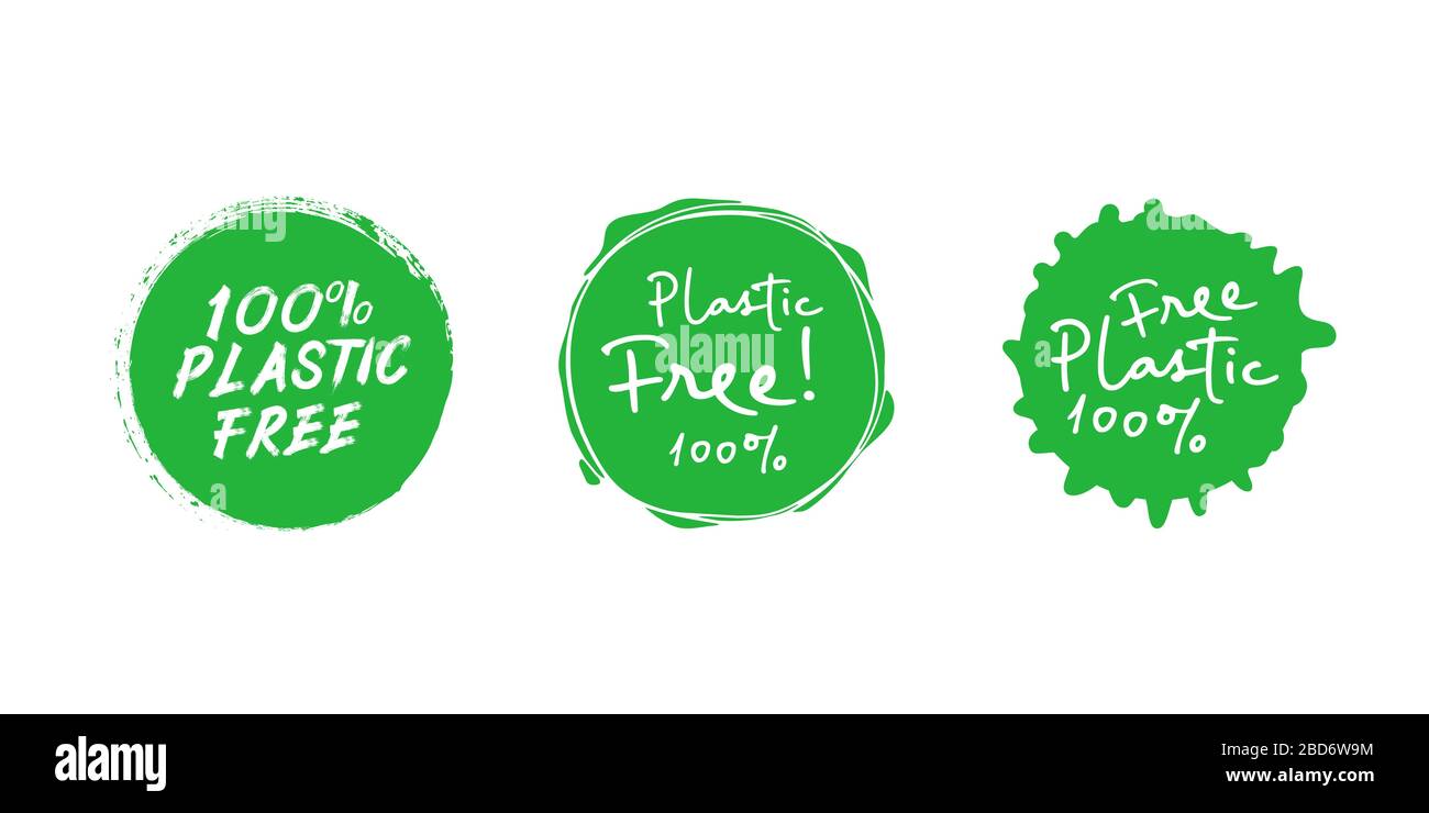 Set of plastic free green eco friendly design elements. Vector stock ...