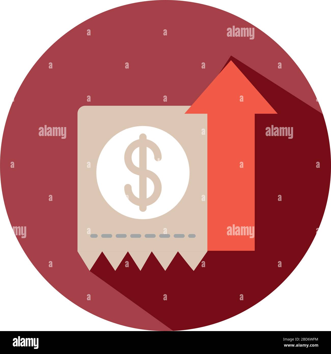 account bill arrow up, rising food prices, block style icon vector ...