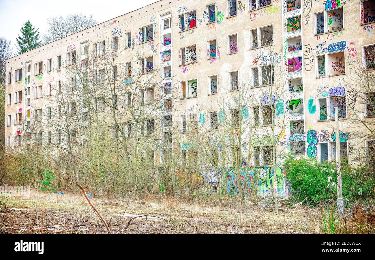 Abandoned Russian military barracks on the forest in Jena Thuringia ...