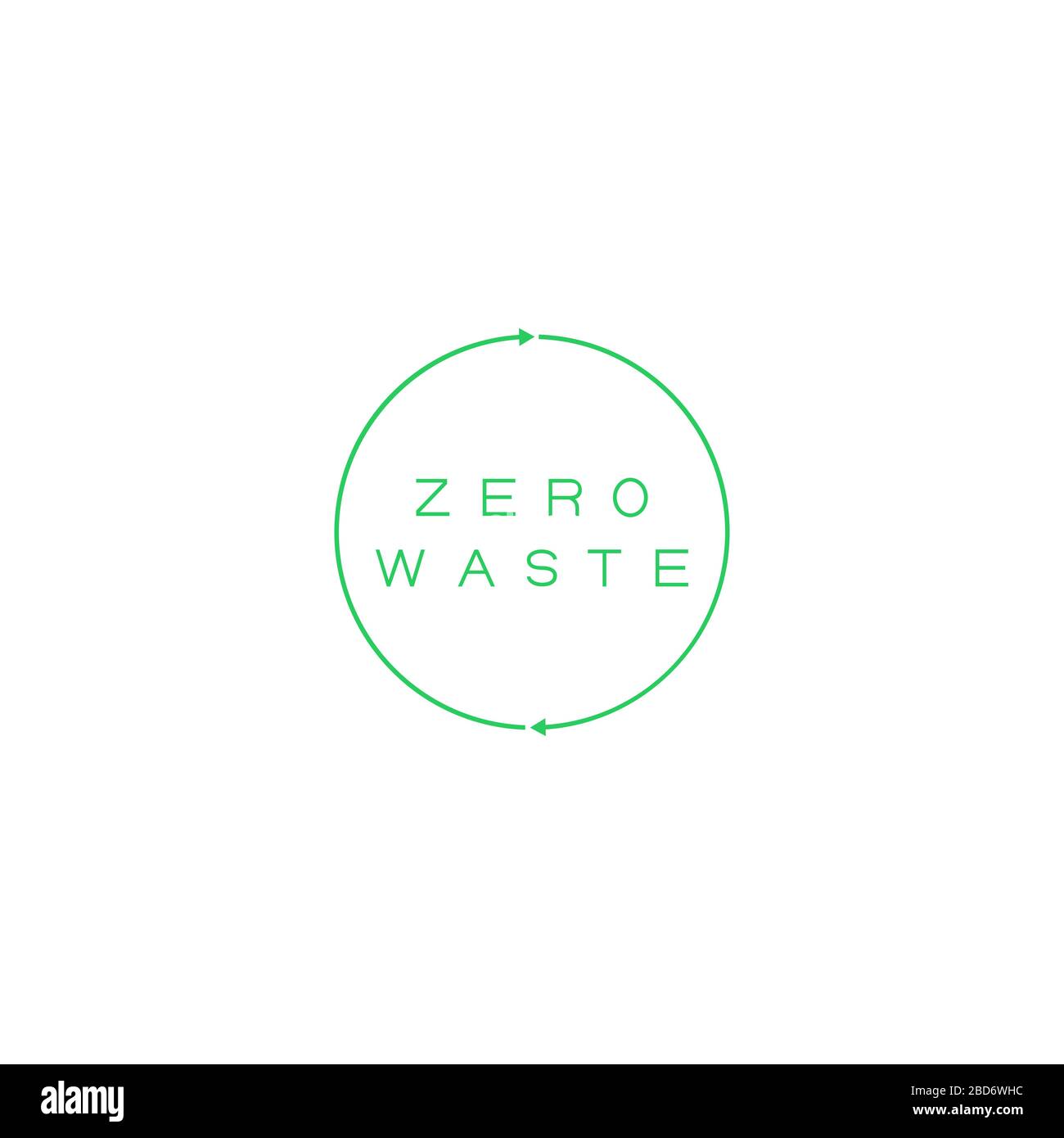 Zero waste text in recycling circle. Zero waste icon, green emblem, eco ...