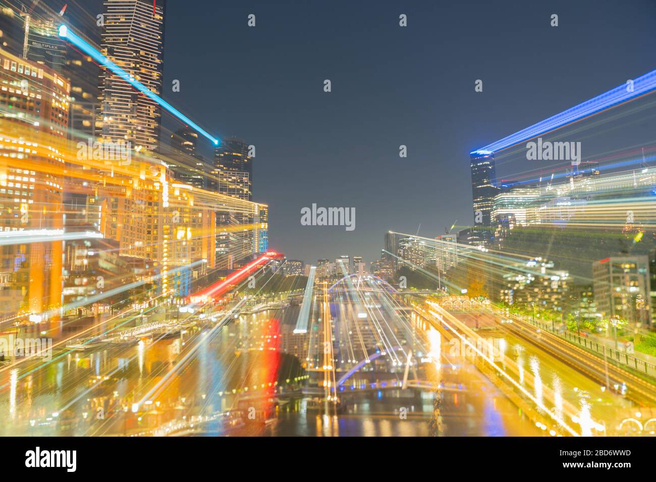Skyline at night with zoom effect hi-res stock photography and images ...