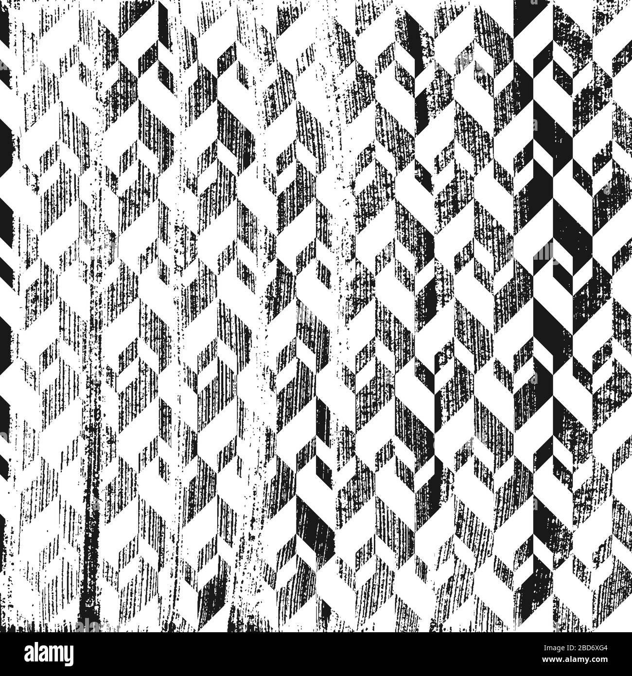 Grunge abstract geometric pattern with weaving. Square black and white ...