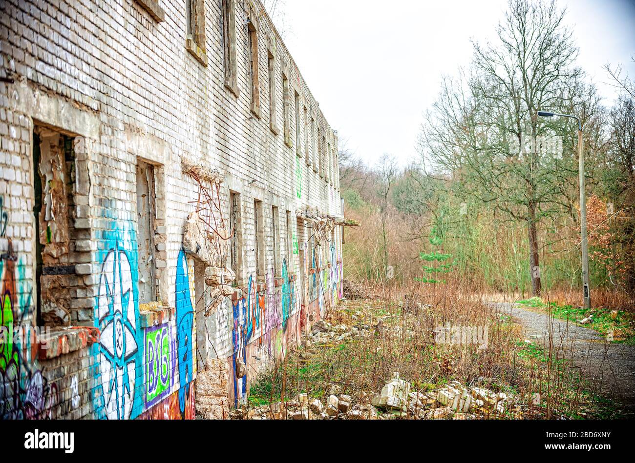 Abandoned Russian military barracks on the forest in Jena Thuringia ...