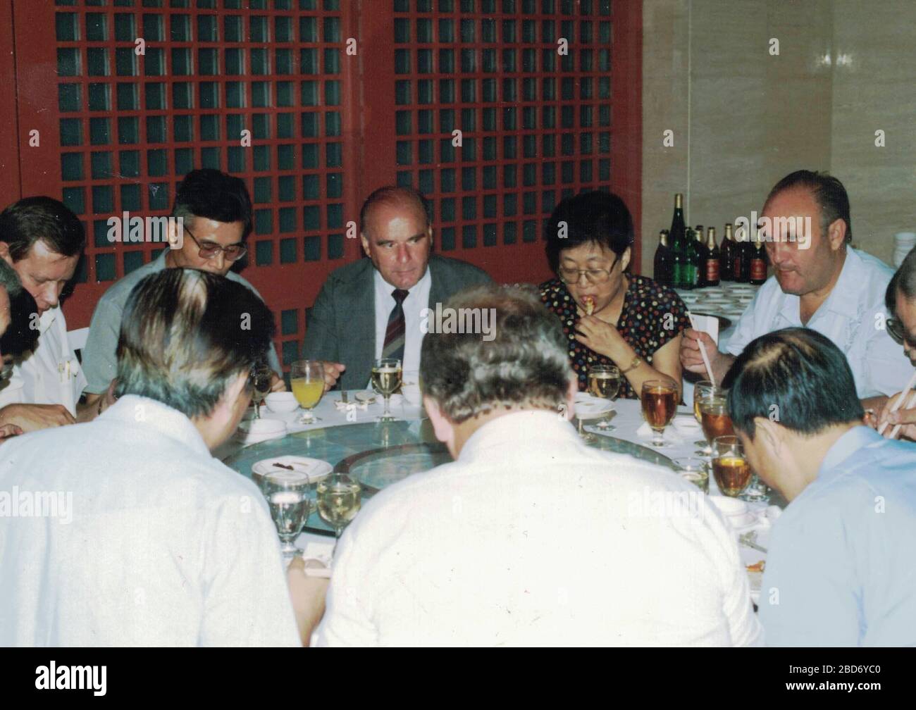 CHINA - 1989: Retro photo shows a group of caucasian - European ...