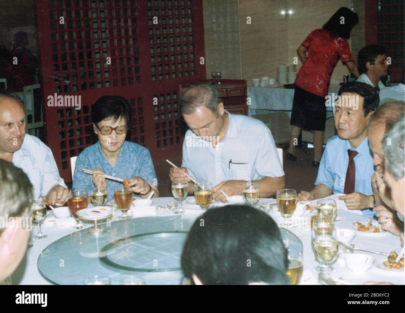 CHINA - 1989: Retro photo shows a group of caucasian - European ...