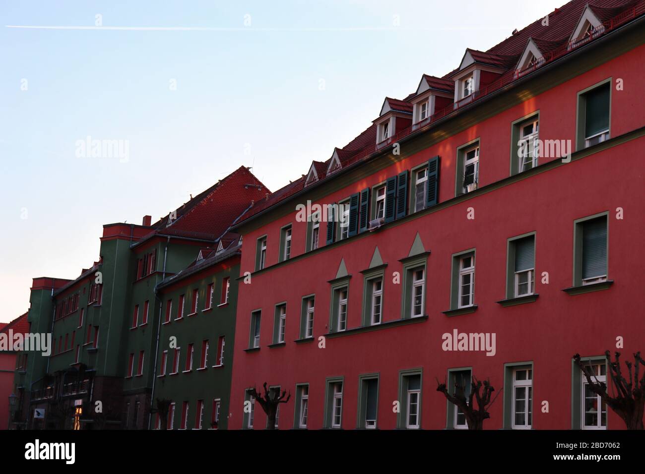 Brightly coloured block of apartments Stock Photo - Alamy