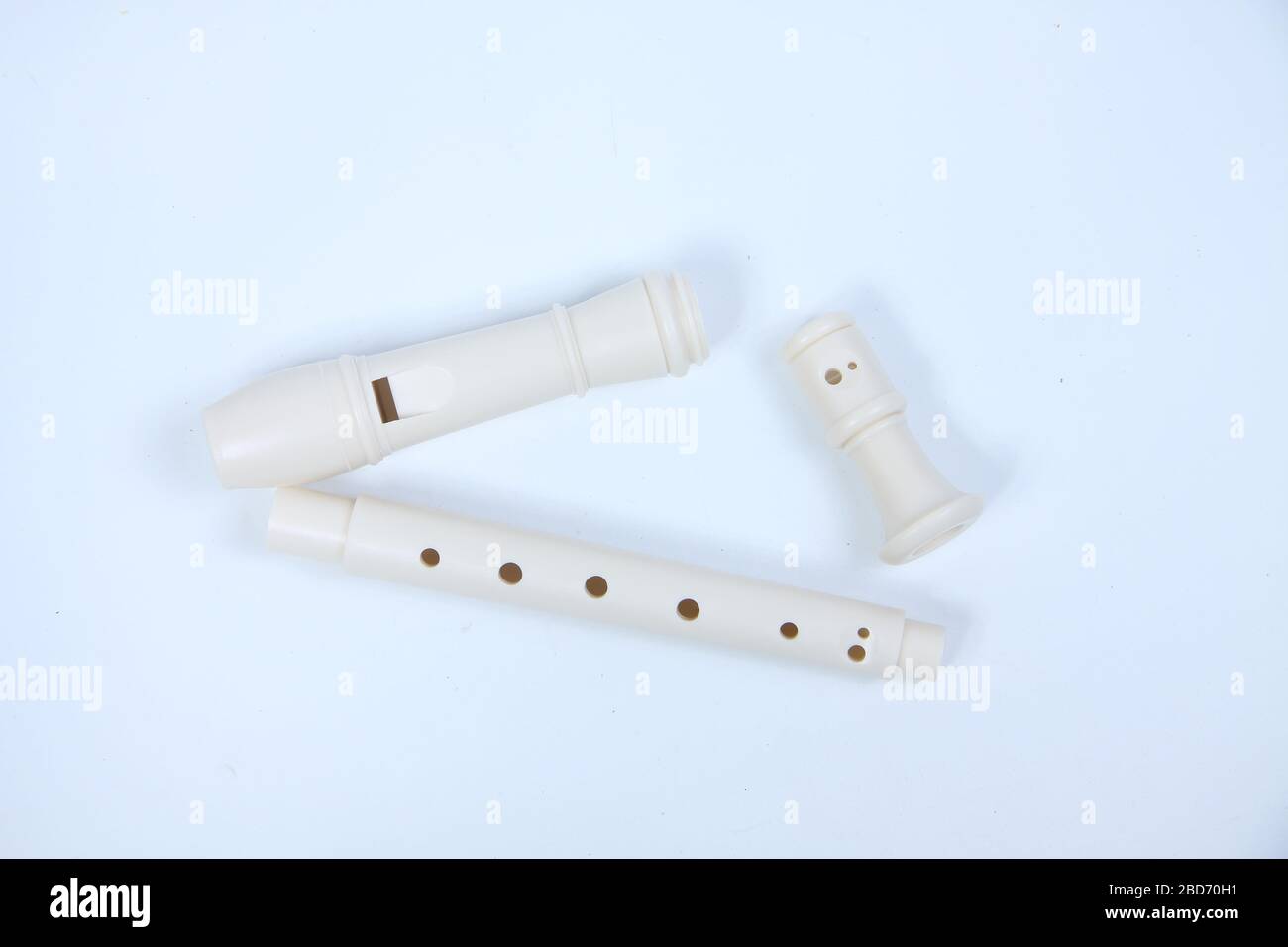parts of recorder flute isolated on white background flat lay ...
