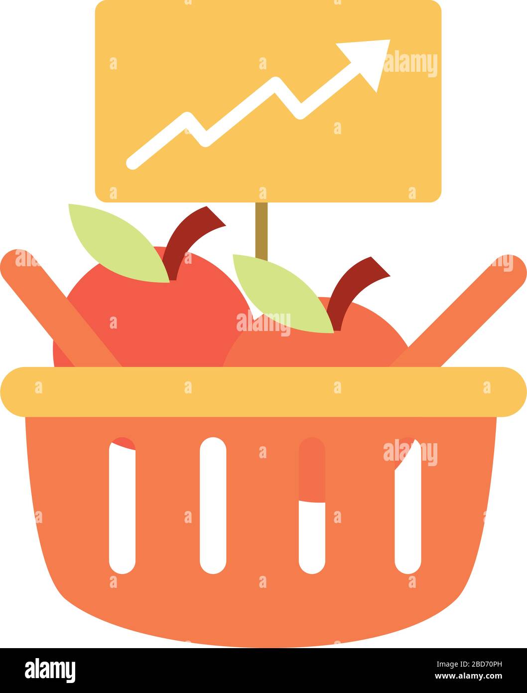 shopping basket fruits consumerism up arrow, rising food prices, flat ...