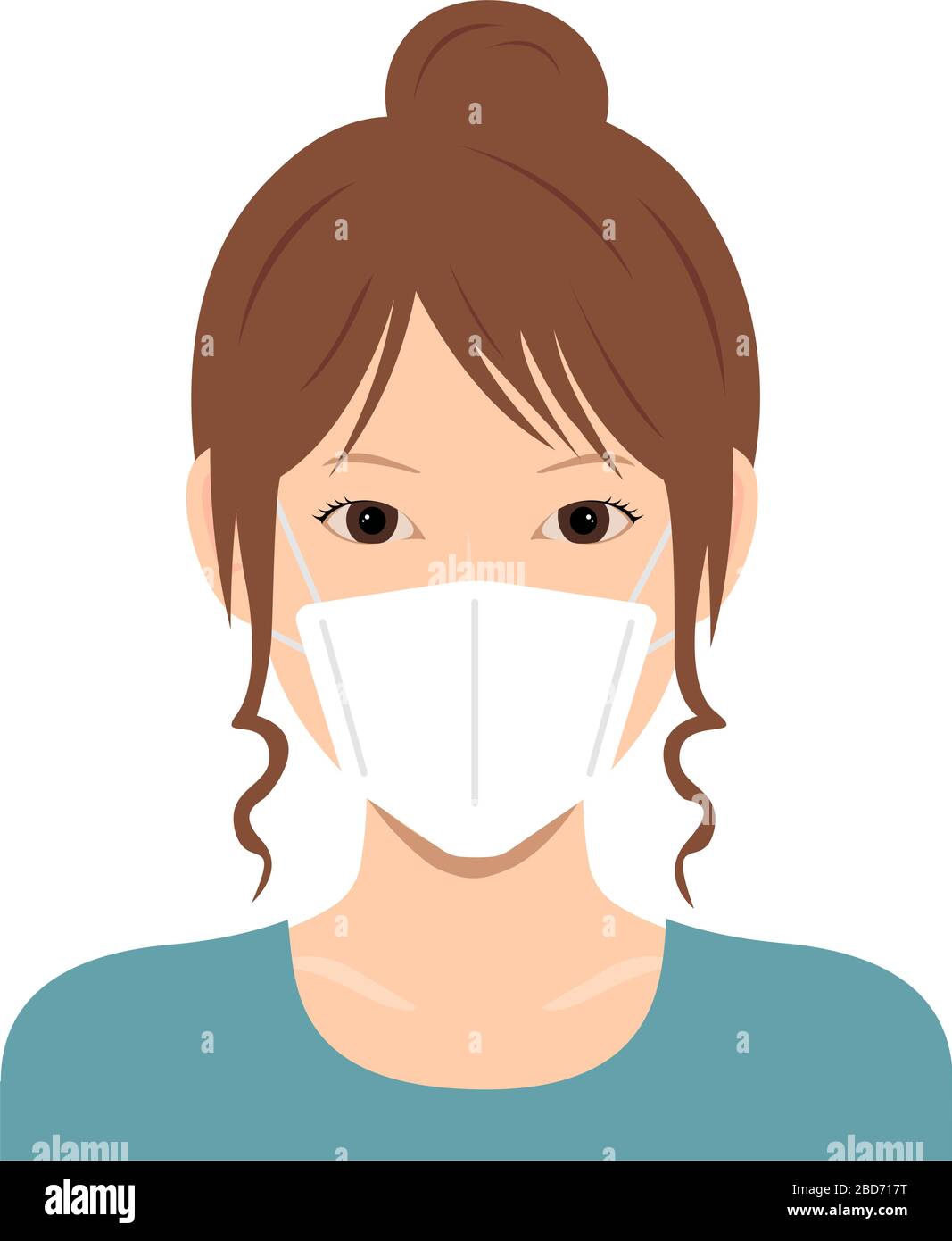 Young asian woman (upper body ) wearing a mask vector illustration ...