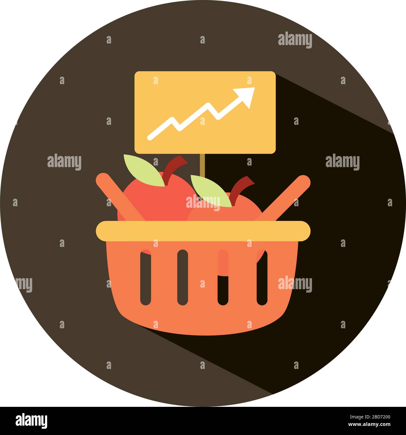 shopping basket fruits consumerism up arrow, rising food prices, block ...