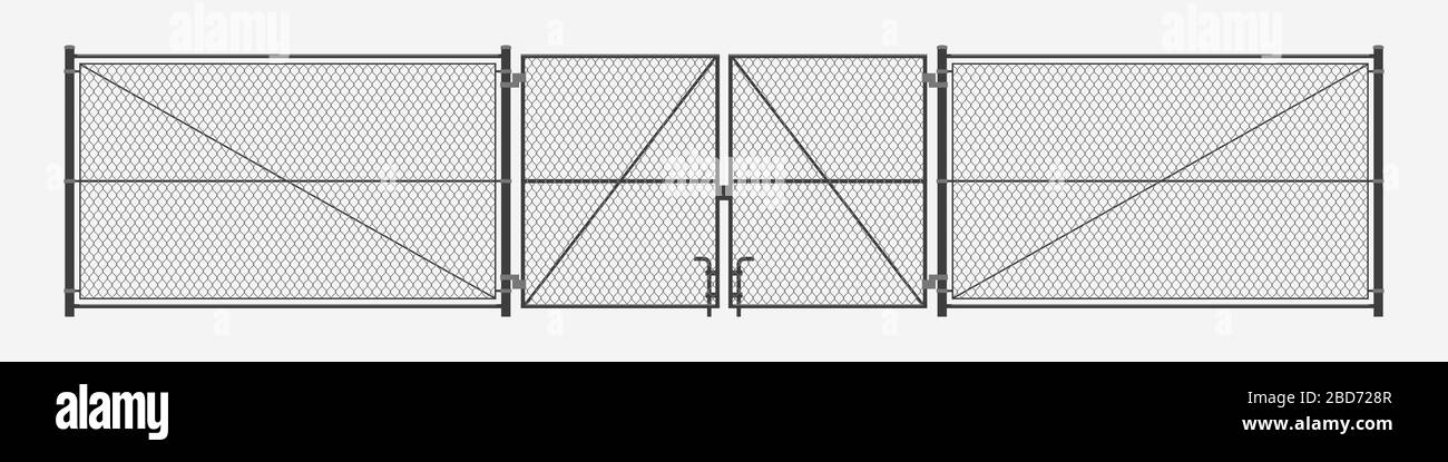 chain link fence with gates Stock Vector Image & Art - Alamy