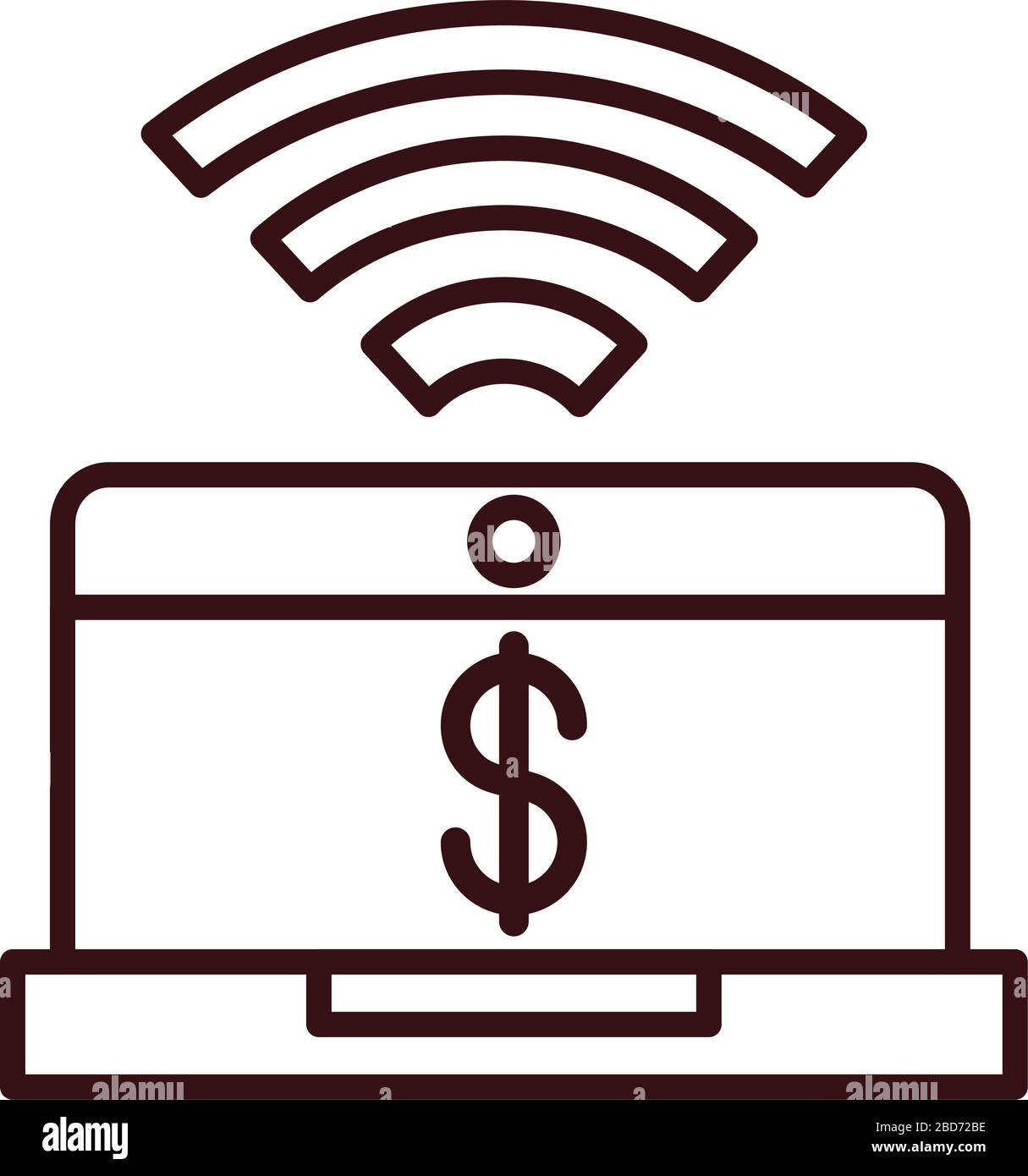 laptop computer money transaction shopping or payment mobile banking ...